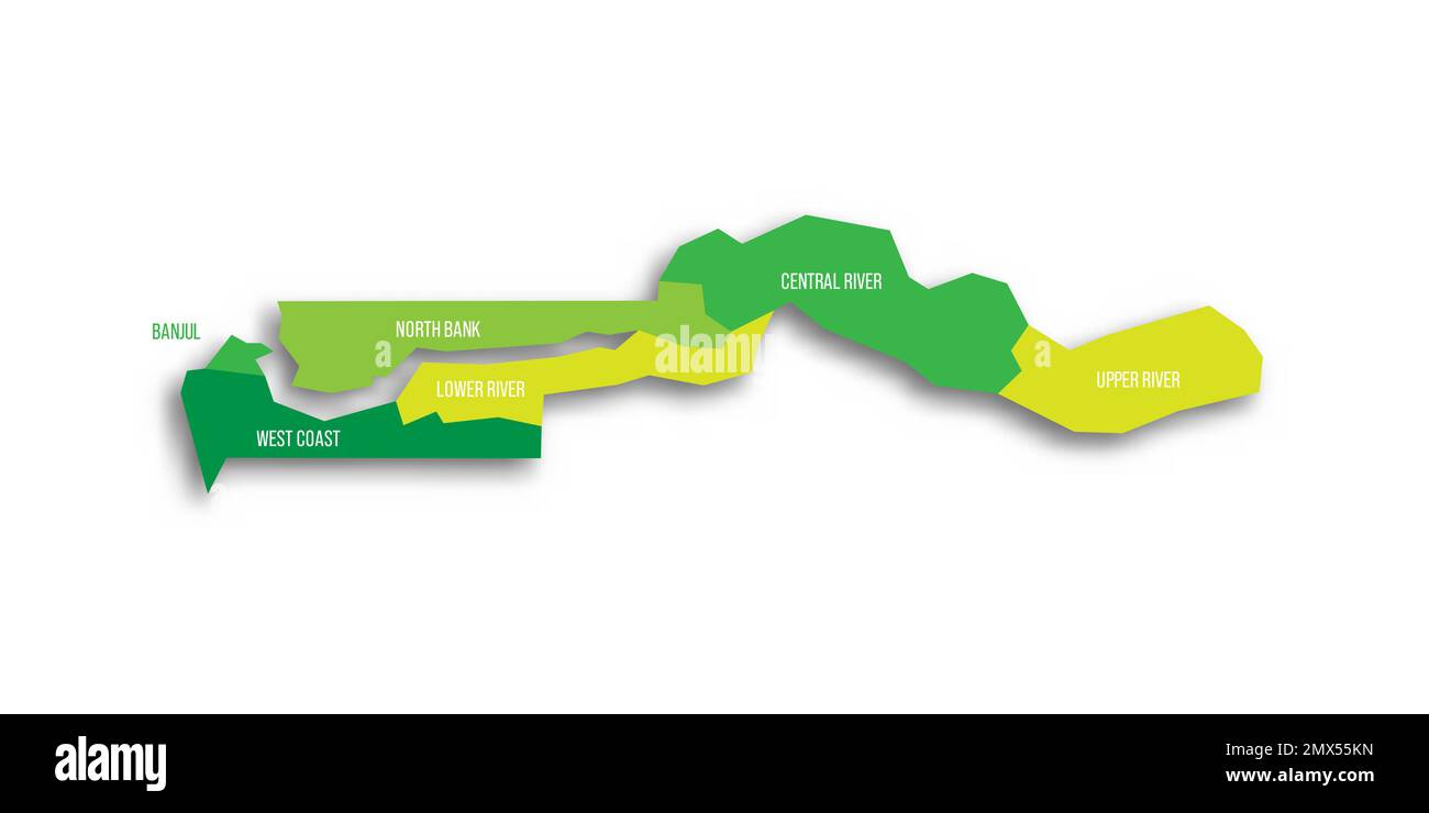 The Gambia political map of administrative divisions Stock Vector Image ...