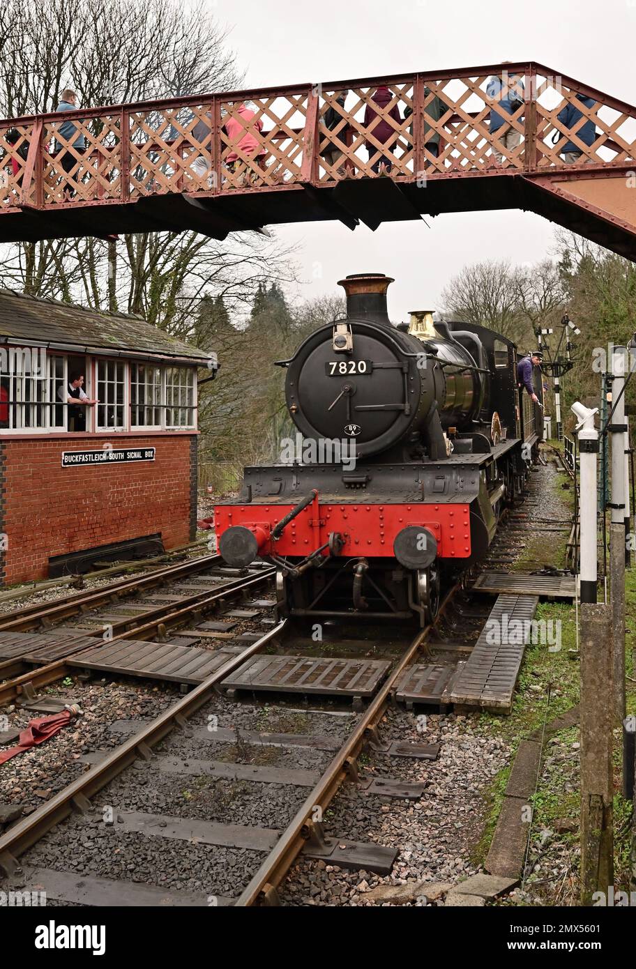 GWR Manor Class No 7820 Dinmore Manor arriving at Buckfastleigh on the South Devon Railway ...