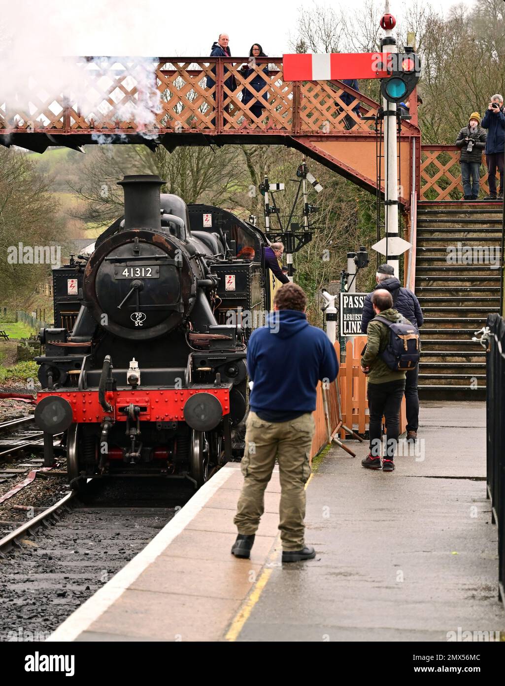 LMS Ivatt Class 2MT 2-6-2 tank engine No 41312 at Buckfastleigh on the ...
