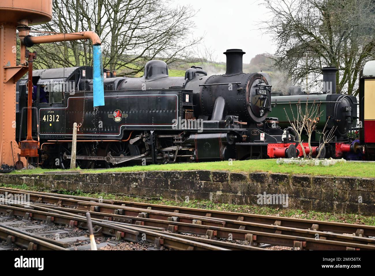 LMS Ivatt Class 2MT 2-6-2 tank engine No 41312 at Buckfastleigh on the ...