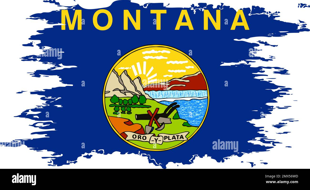Montana US flag grunge brush color image, vector Stock Vector Image ...