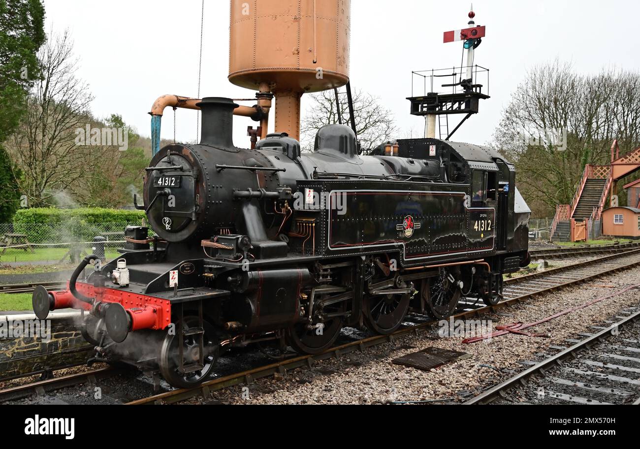 LMS Ivatt Class 2MT 2-6-2 tank engine No 41312 at Buckfastleigh on the ...