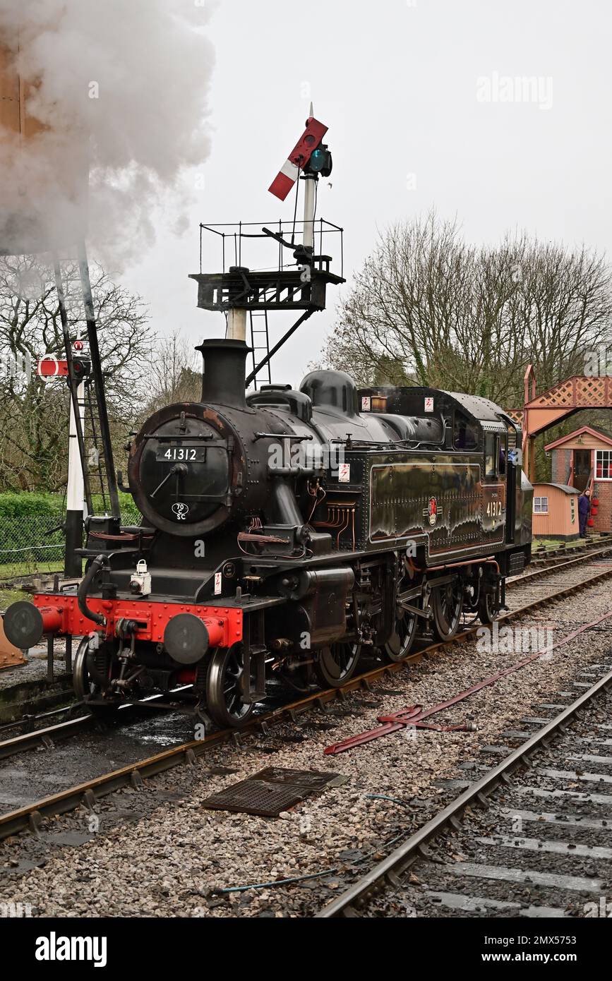 LMS Ivatt Class 2MT 2-6-2 tank engine No 41312 at Buckfastleigh on the ...