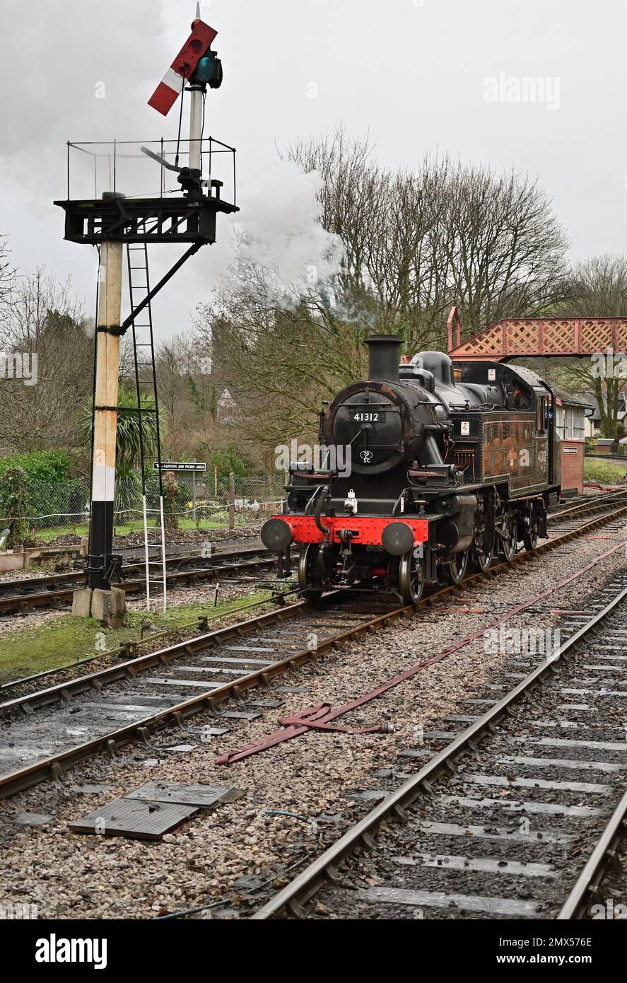 LMS Ivatt Class 2MT 2-6-2 tank engine No 41312 at Buckfastleigh on the ...