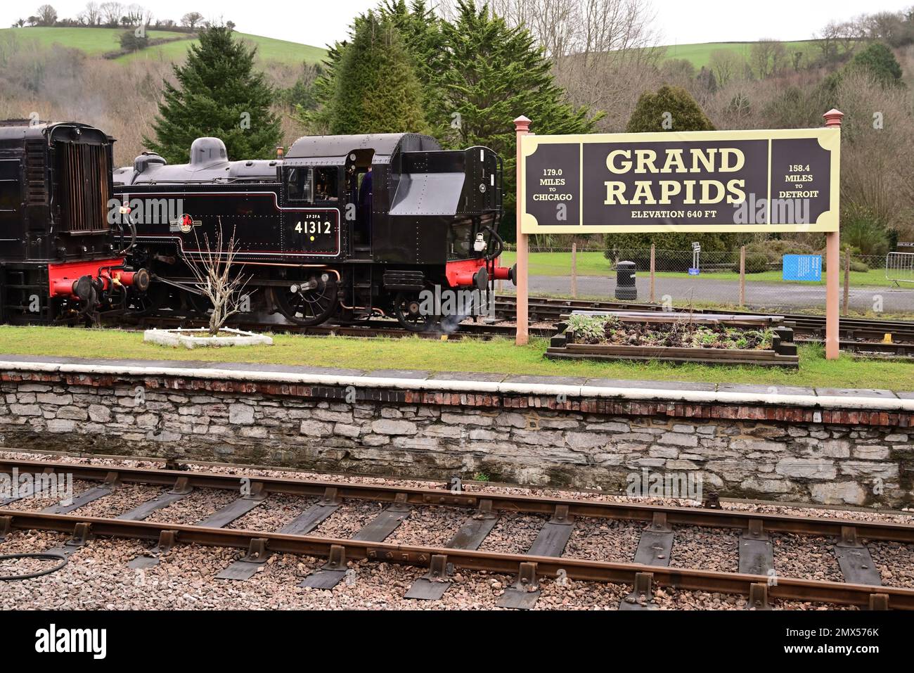 LMS Ivatt Class 2MT 2-6-2 tank engine No 41312 at Buckfastleigh on the ...