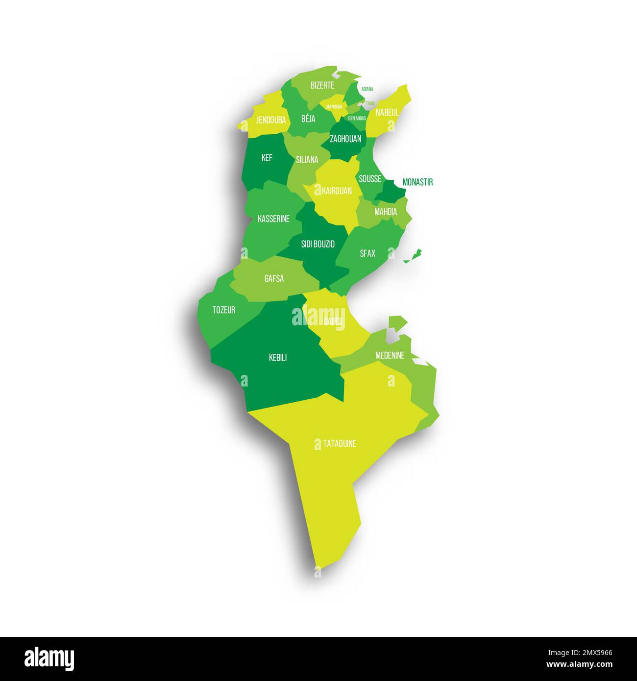 Tunisia political map of administrative divisions Stock Vector Image ...