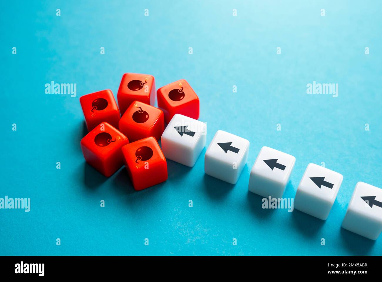 Go to disaster. Go to the direction of failure. Danger threat. It is ...