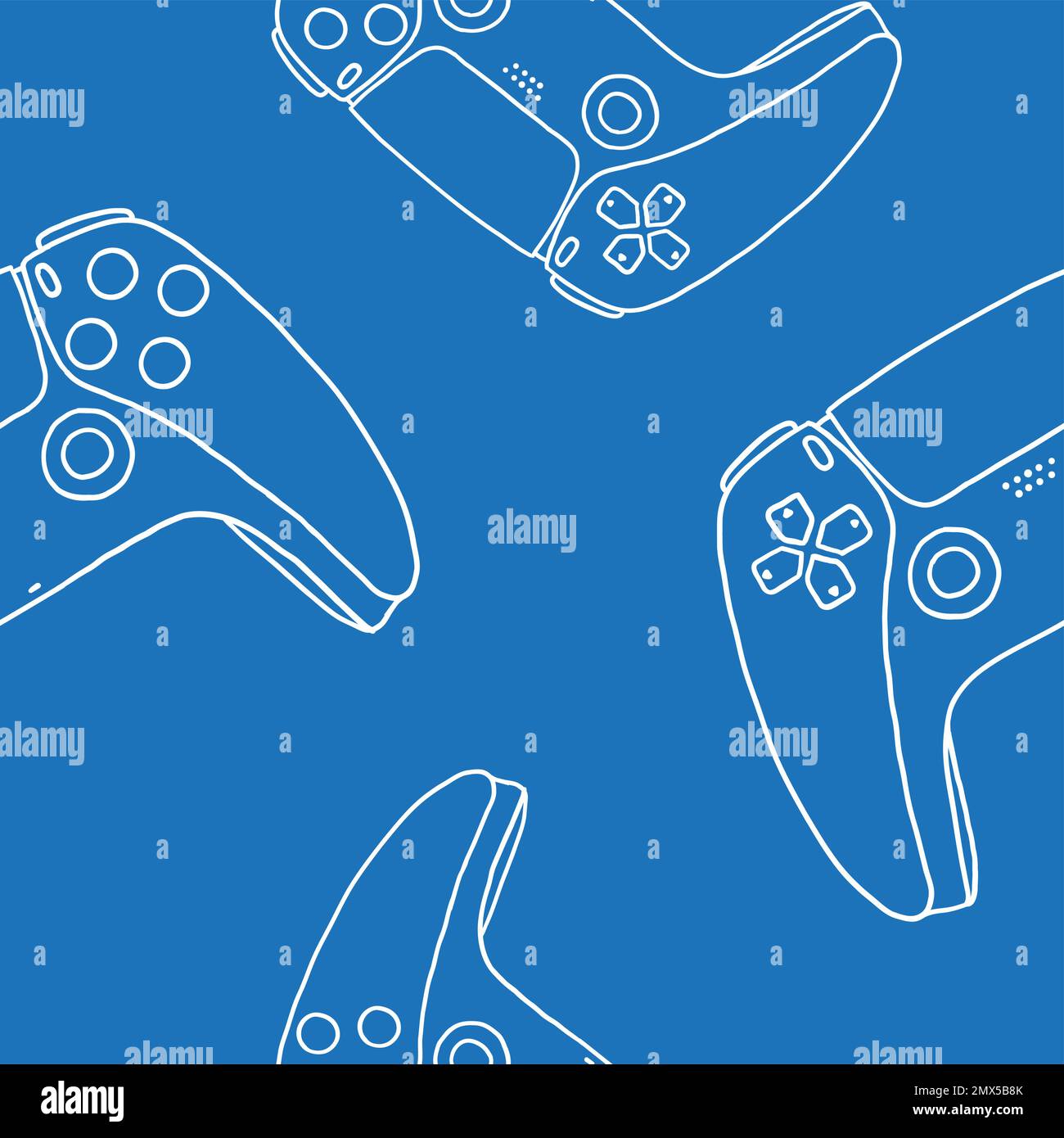 Seamless pattern of game controllers. Vector illustration in hand-drawn ...