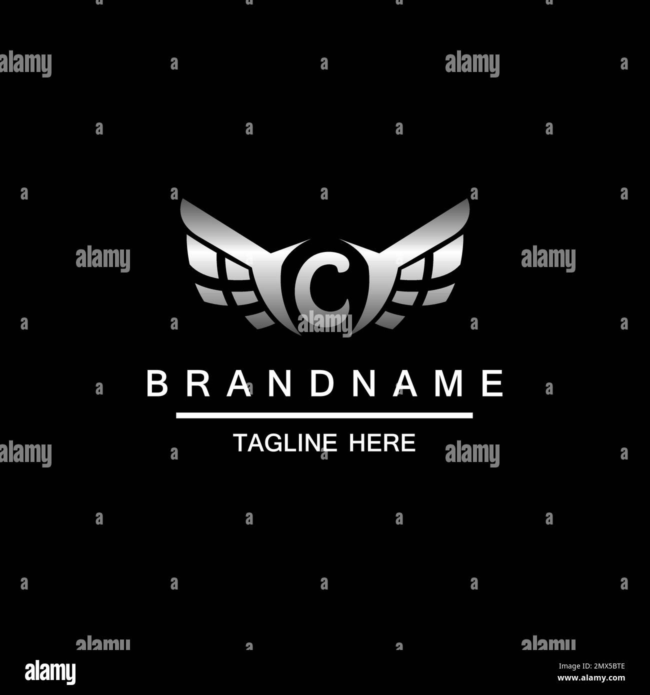 initial letter c silver wing logo. modern icon, template design Stock ...