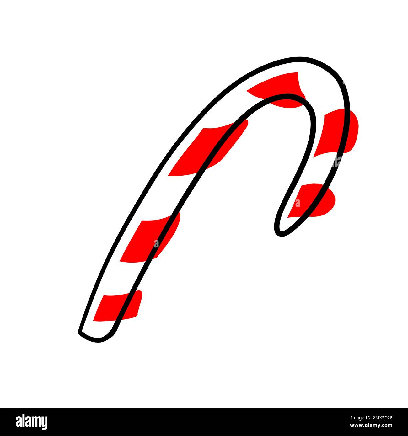 Candy cane illustration in cartoon flat style. Vector illustration ...