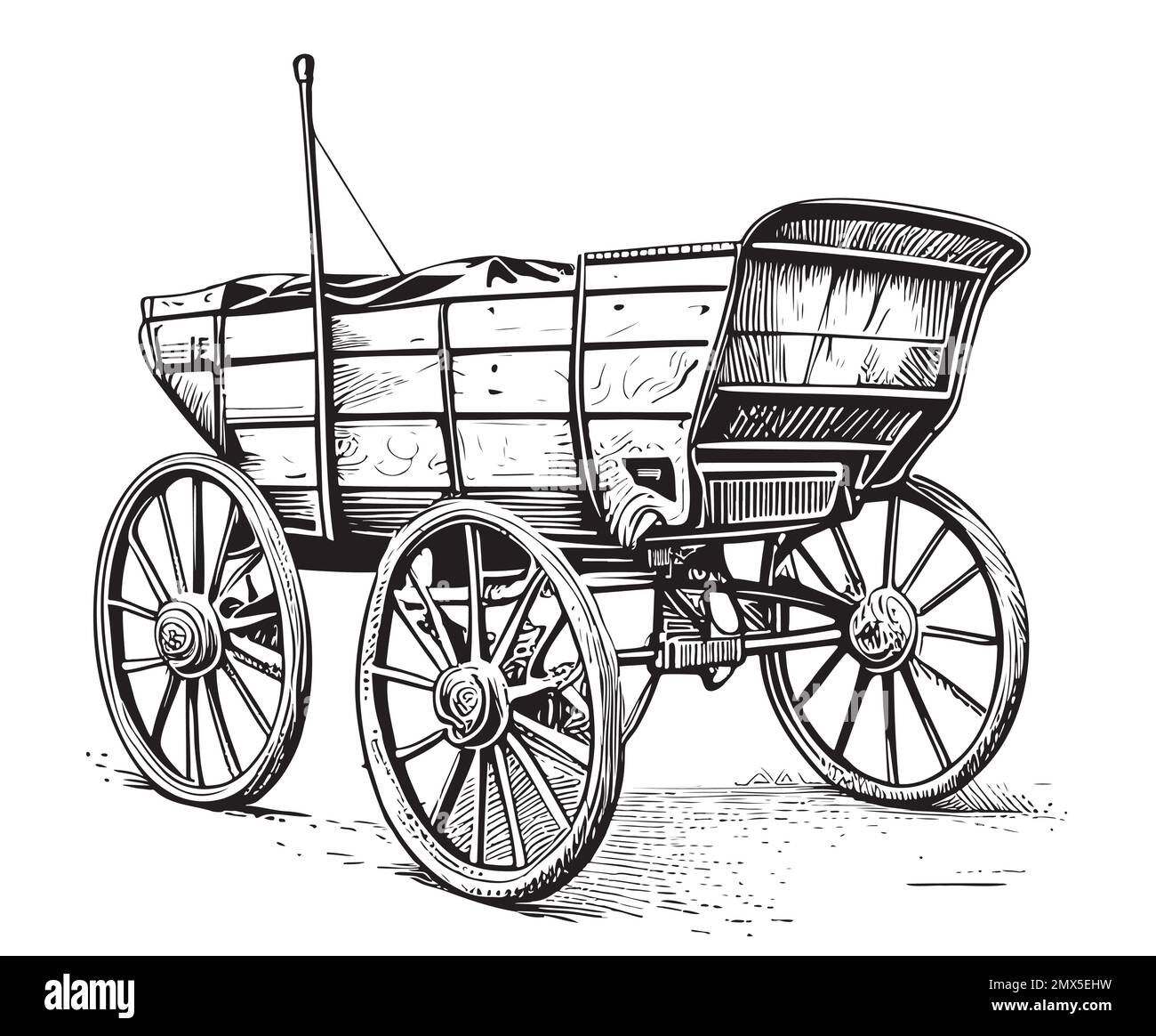 Farm cart hand drawn sketch in doodle style illustration Stock Vector ...