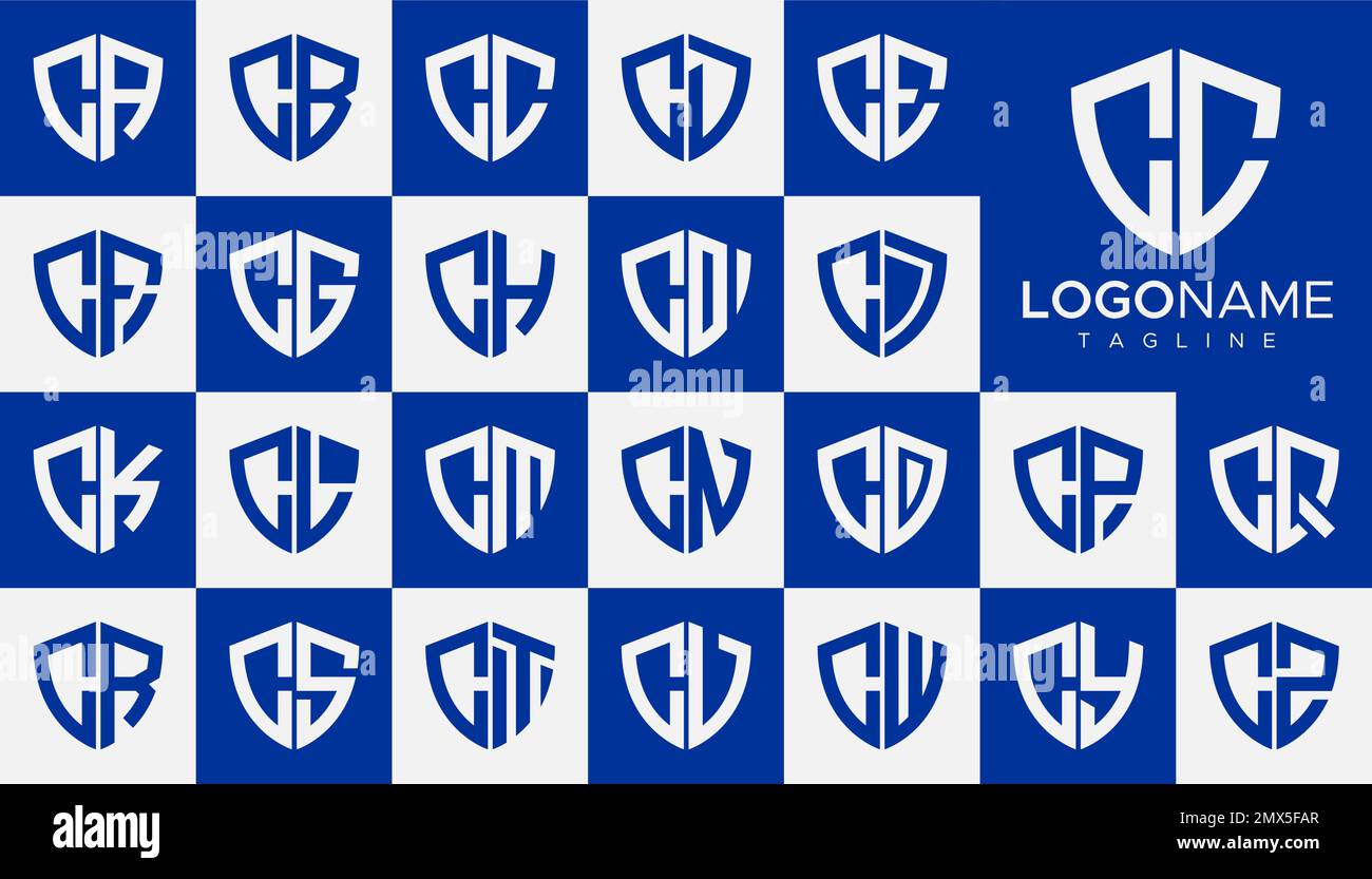 Set of shield C letter logo design vector. Simple security C logo ...