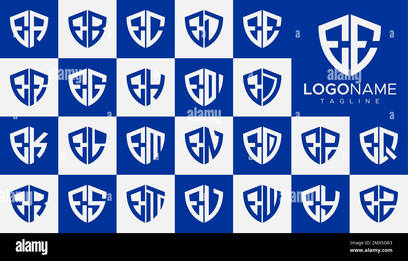 Set of shield E letter logo design vector. Simple security E logo ...