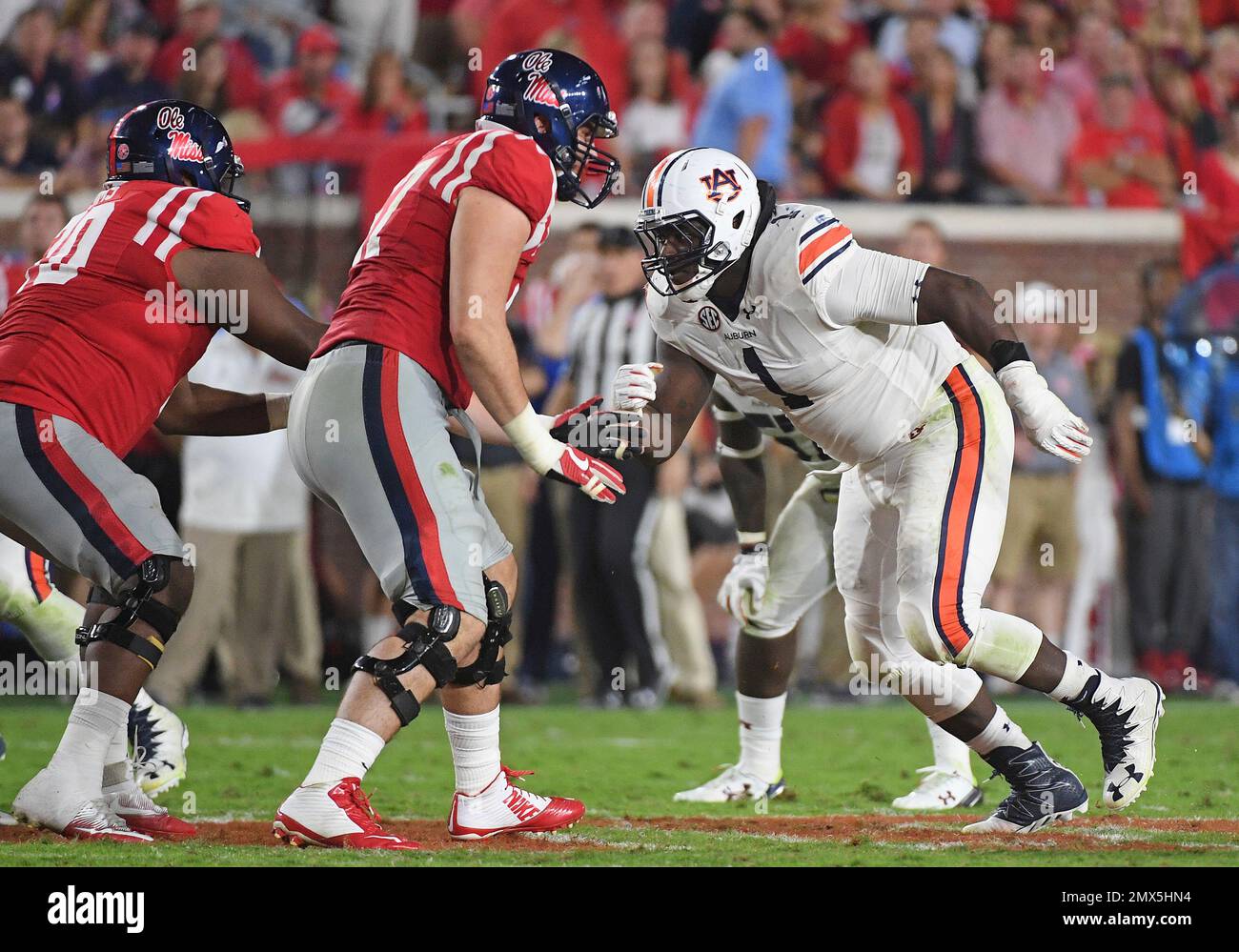 Auburn defensive tackle Montravius Adams (1) rushes during the second ...