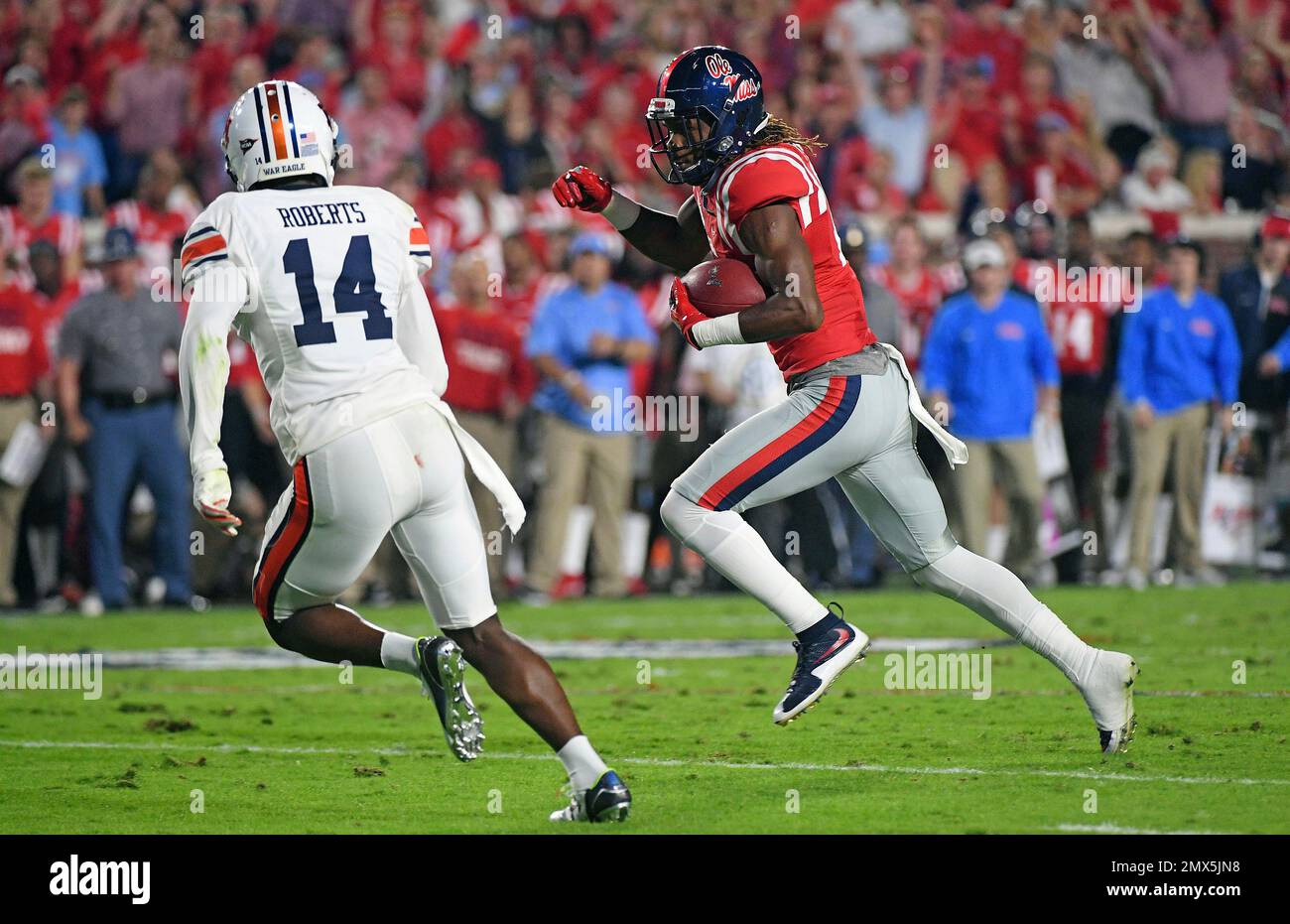 Mississippi wide receiver Markell Pack (11) looks for room past Auburn ...