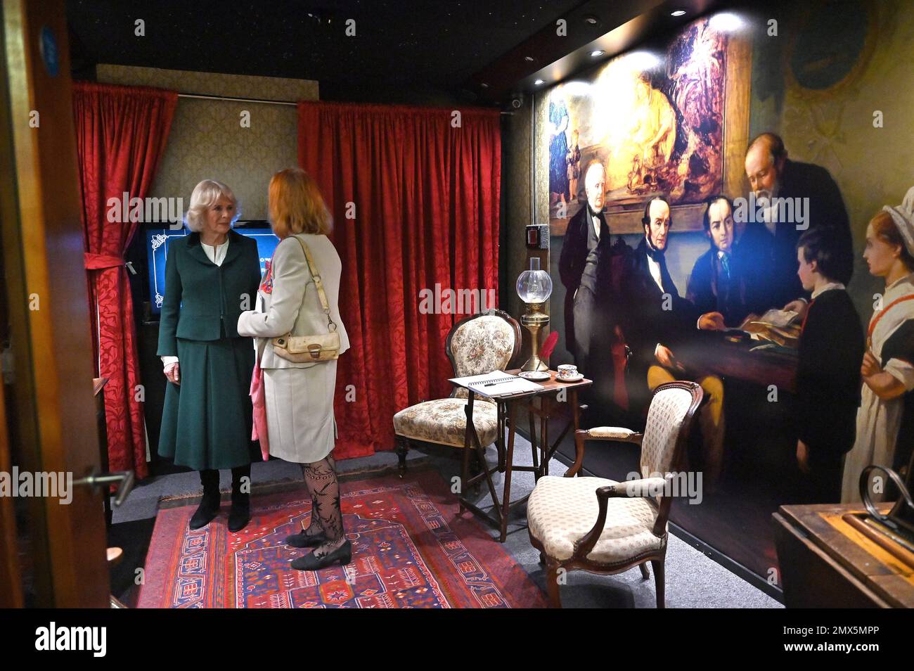 The Queen Consort talks to Coram CEO Carol Homden (right) at the 50th ...