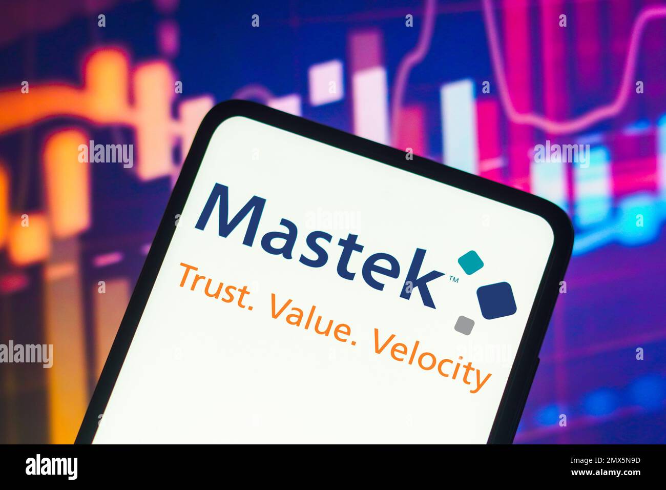 In this photo illustration, the Mastek logo is displayed on a ...