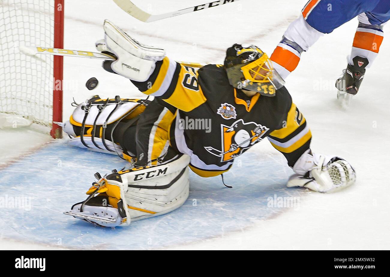 Pittsburgh Penguins goalie Marc-Andre Fleury (29) makes a save during ...