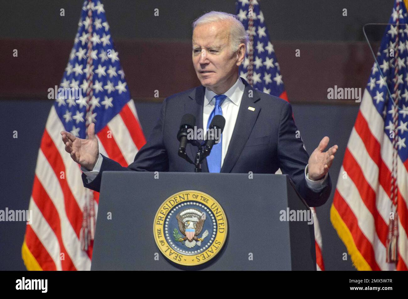 Washington, United States. 02nd Feb, 2023. President Joe Biden speaks ...