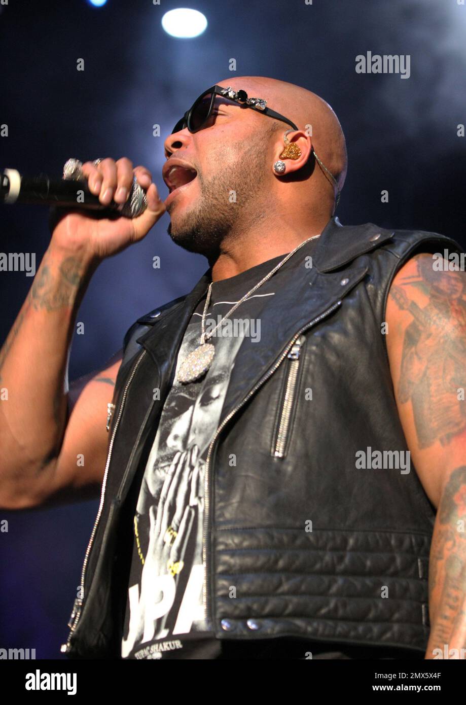 Flo Rida performs during the Q100 Moon Shine Grind at Verizon Wireless ...