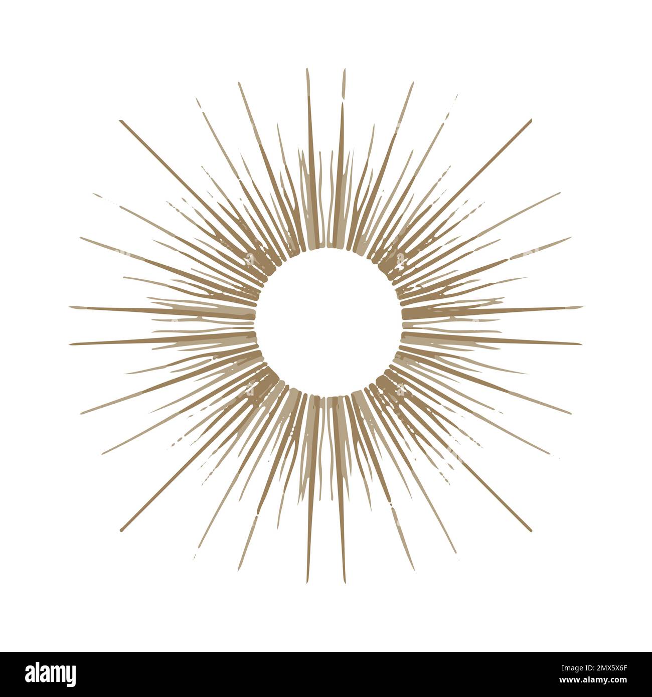 Vector Abstract golden hand drawn sun in boho style. Celestial body ...