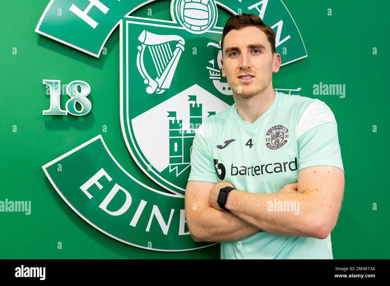 Edinburgh, Scotland. 02/02/2023, Paul Hanlon of Hibernian speaks during ...