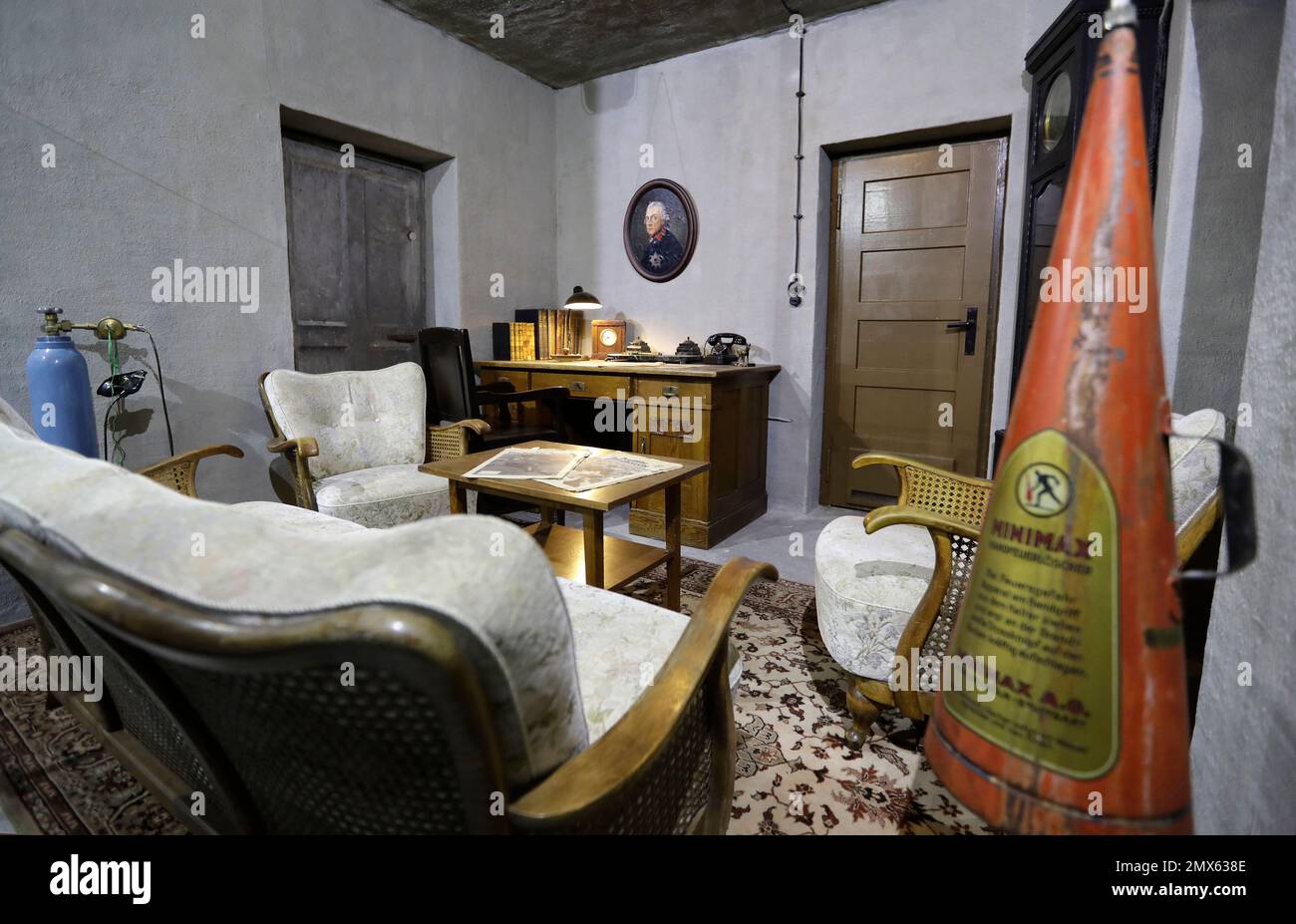 Interior view of a replica of the living room and office of Adolf ...