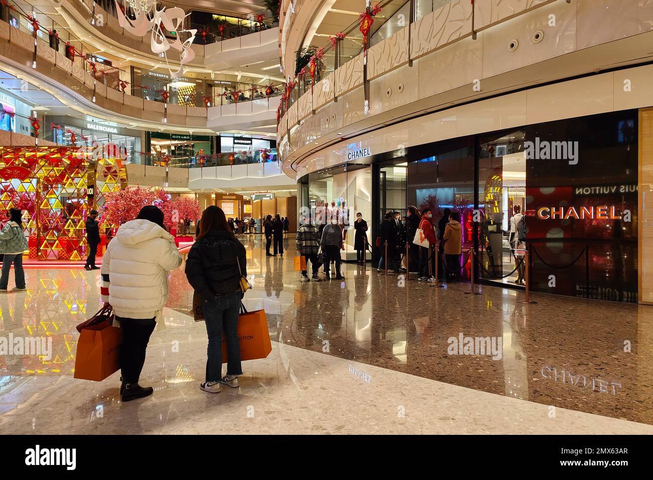SHANGHAI, CHINA - FEBRUARY 2, 2023 - Customers shop at a CHANEL luxury ...