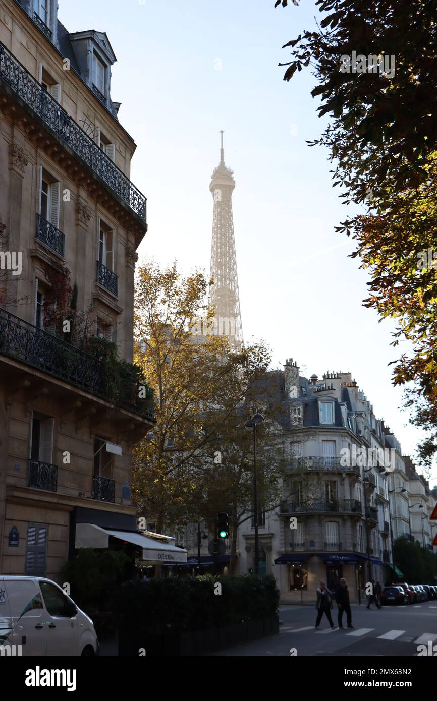 Eiffel tower - street view Stock Photo - Alamy