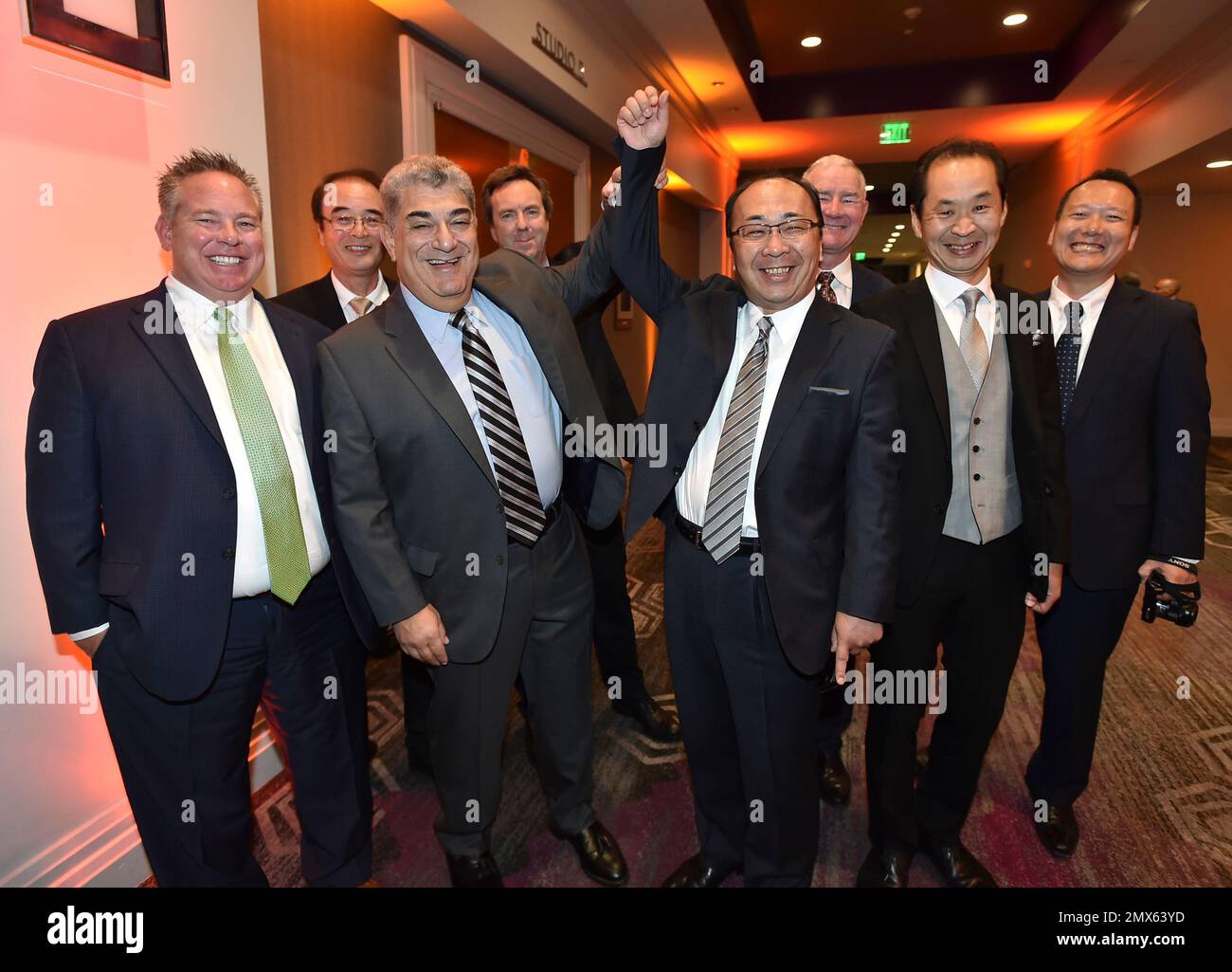 SONY executives Dan Perry, from left, Sumimasa Yanagisawa, Alec Shapiro ...