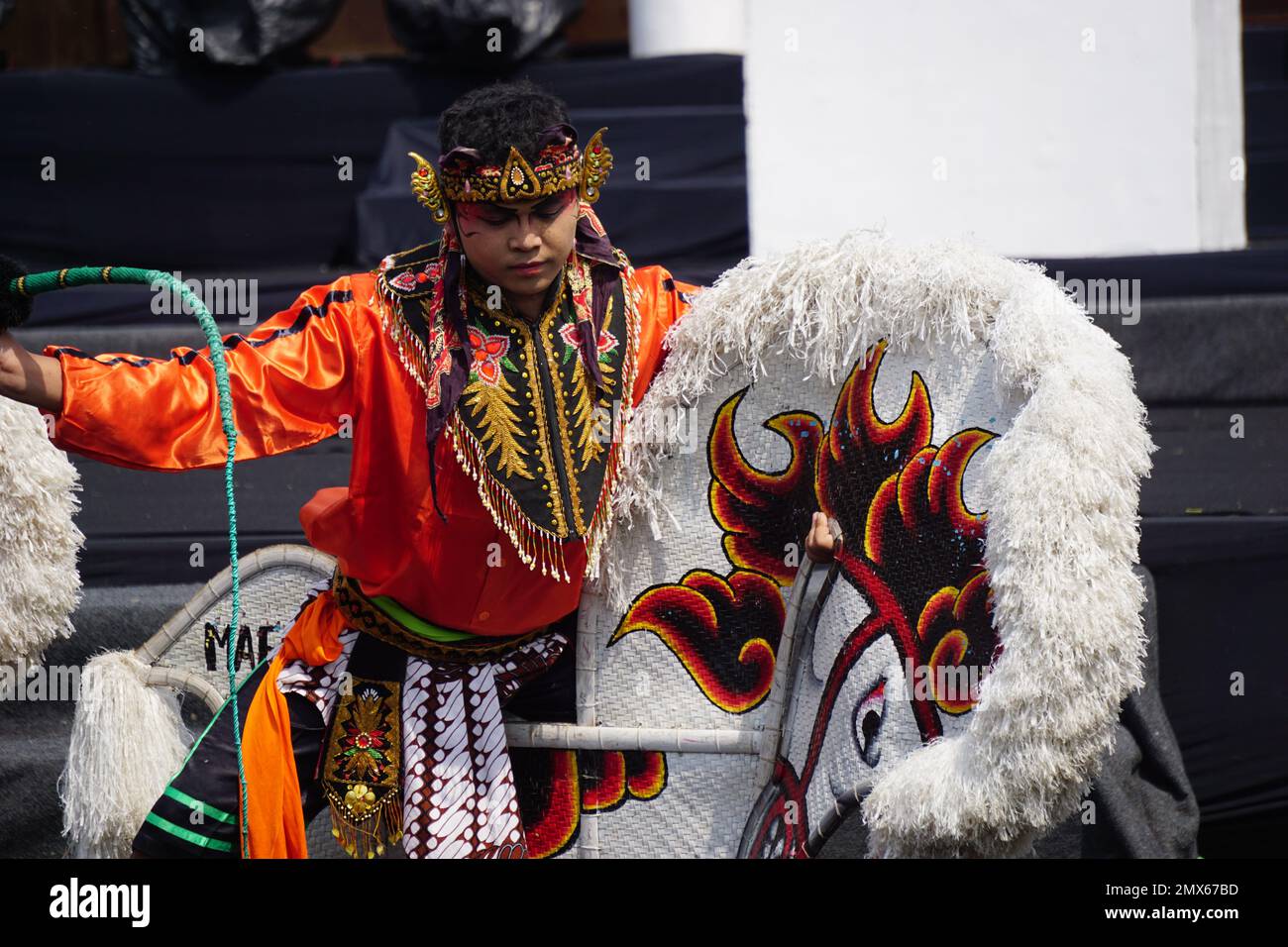 Indonesian performing Jaranan dance (kuda lumping, kuda kepang) dance ...