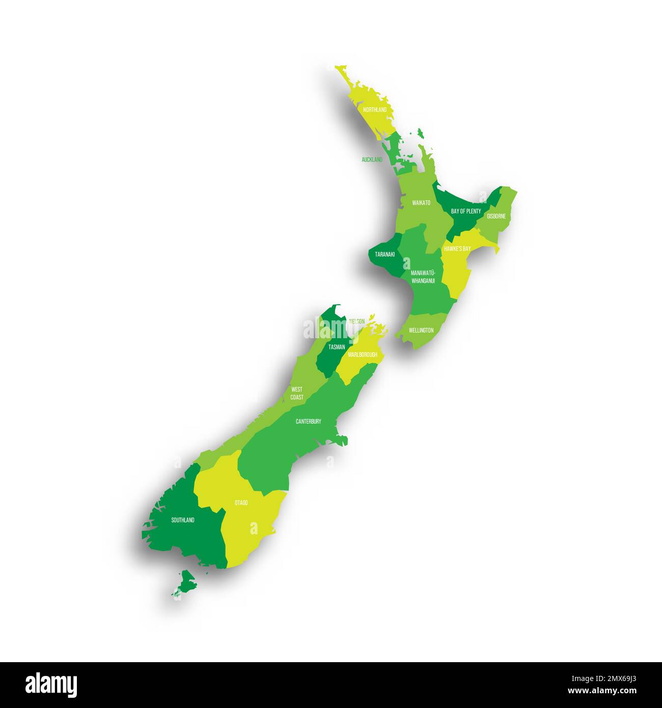 New Zealand political map of administrative divisions Stock Vector ...