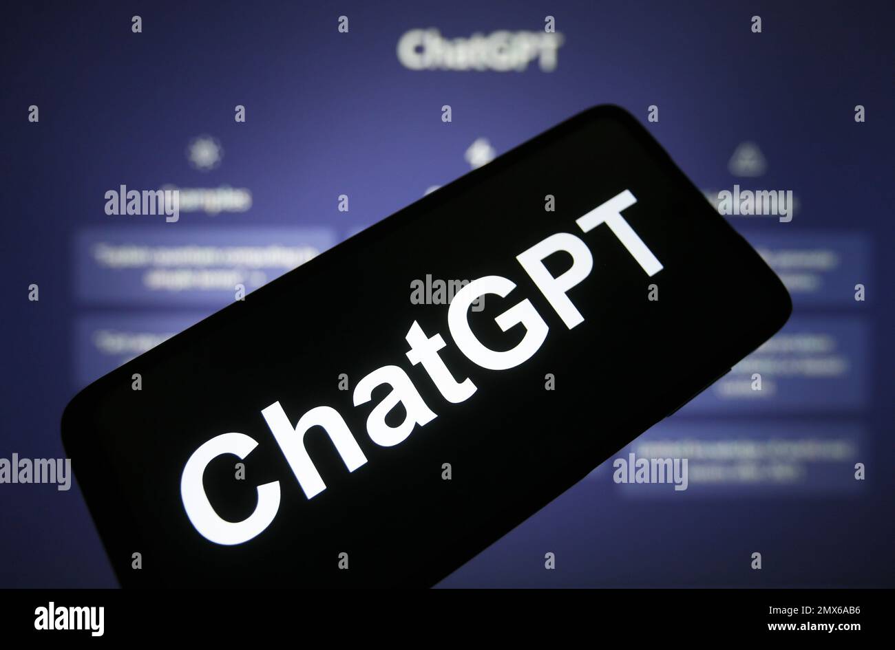 In this photo illustration, ChatGPT logo of a chatbot launched by OpenAI is seen on a smartphone ...
