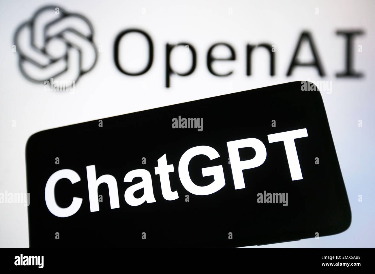 In this photo illustration, ChatGPT logo of a chatbot launched by OpenAI is seen on a smartphone ...