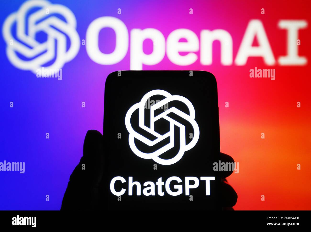 In this photo illustration, ChatGPT logo of a chatbot launched by OpenAI is seen on a smartphone ...