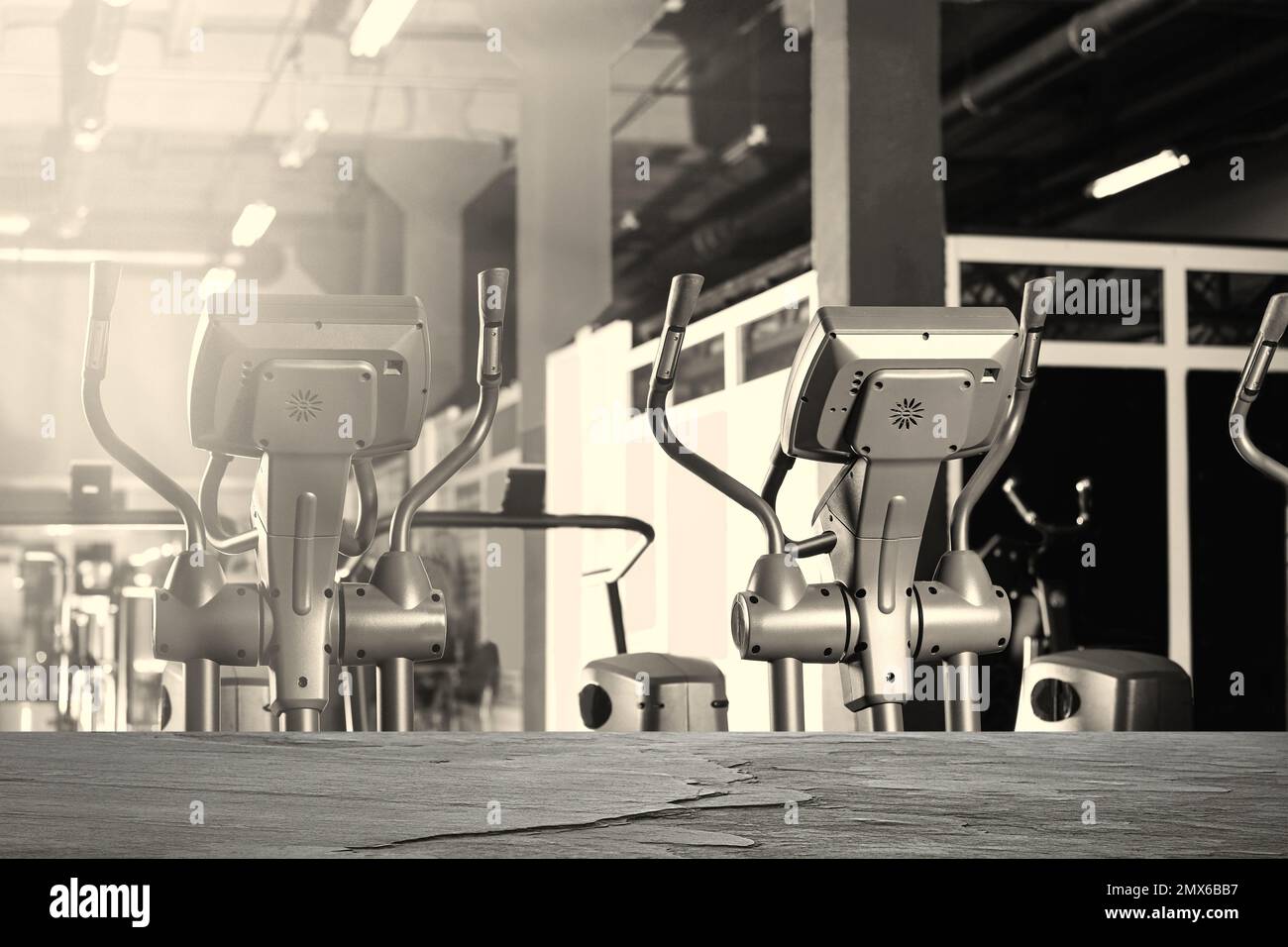 Empty stone surface in modern gym interior Stock Photo - Alamy