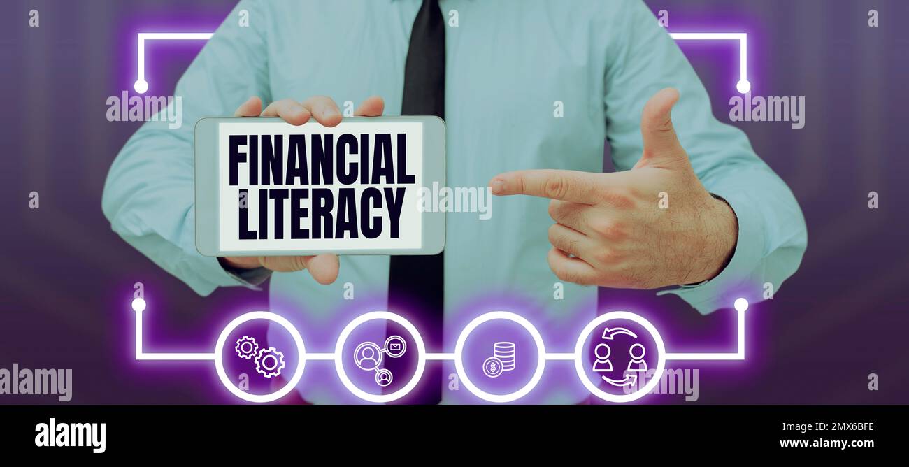 Text caption presenting Financial Literacy. Business overview ...