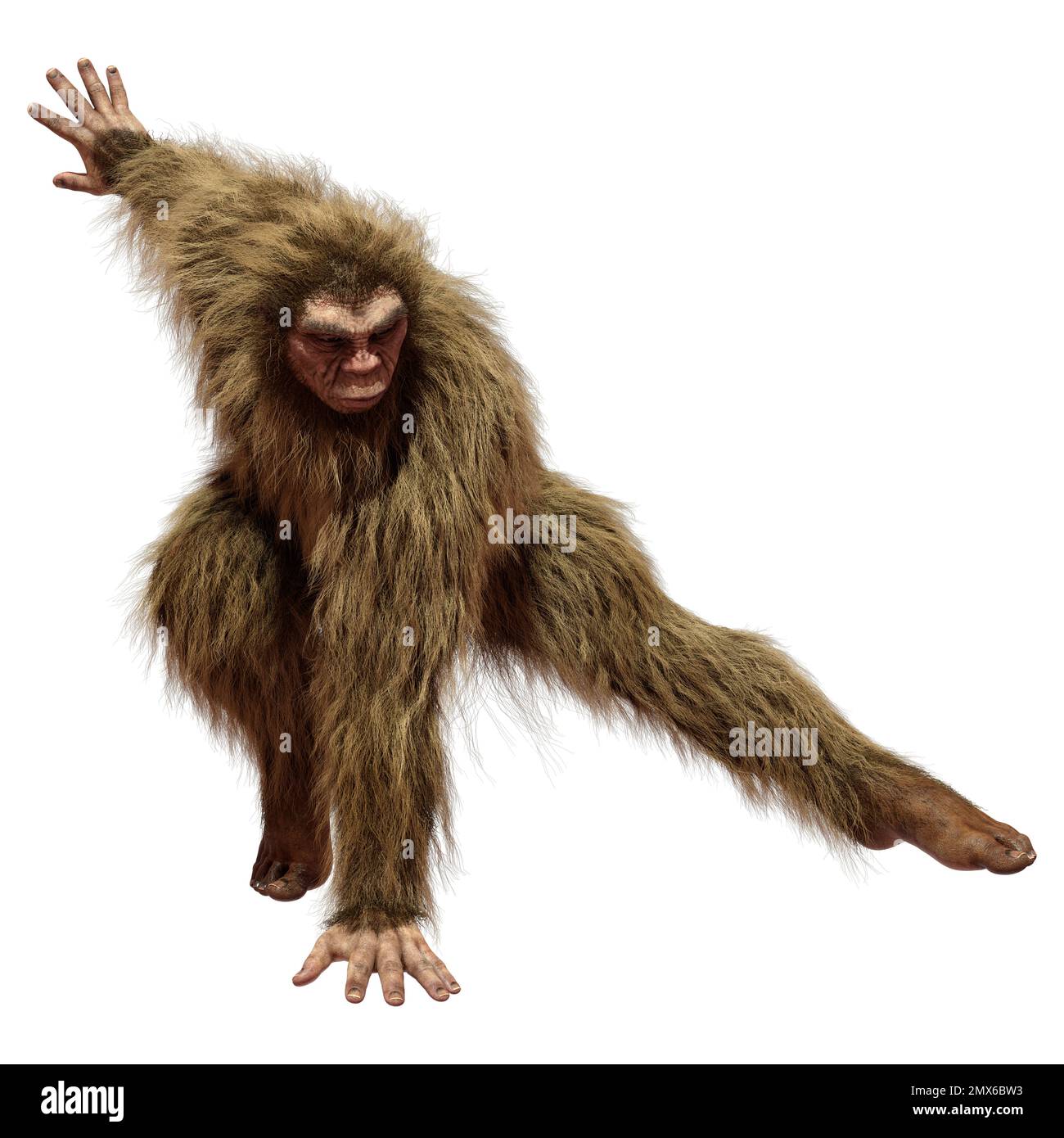 3D rendering of a Sasquatch or Bigfoot isolated on white background ...