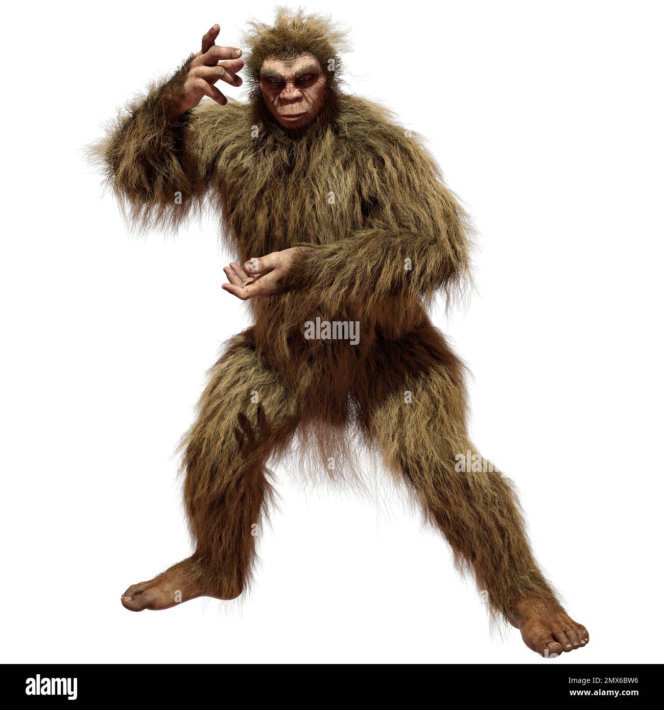 3D rendering of a Sasquatch or Bigfoot isolated on white background ...