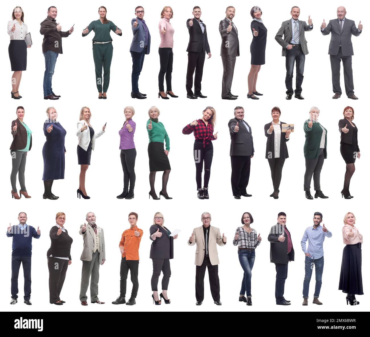 group of business people holding thumb up isolated Stock Photo - Alamy