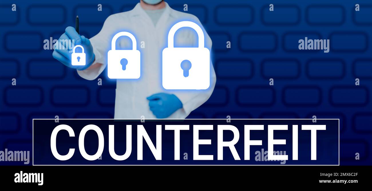 Conceptual caption Counterfeit. Business concept made in imitation of ...