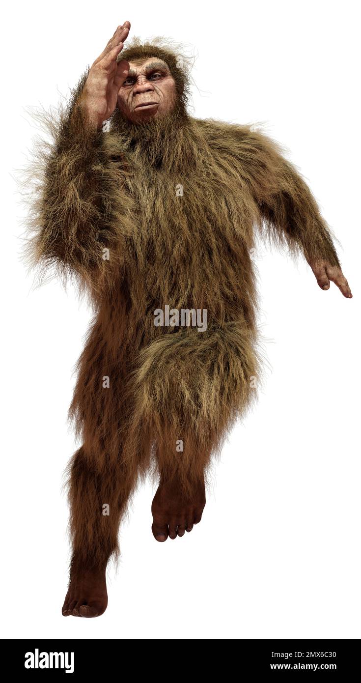 3D rendering of a Sasquatch or Bigfoot isolated on white background ...