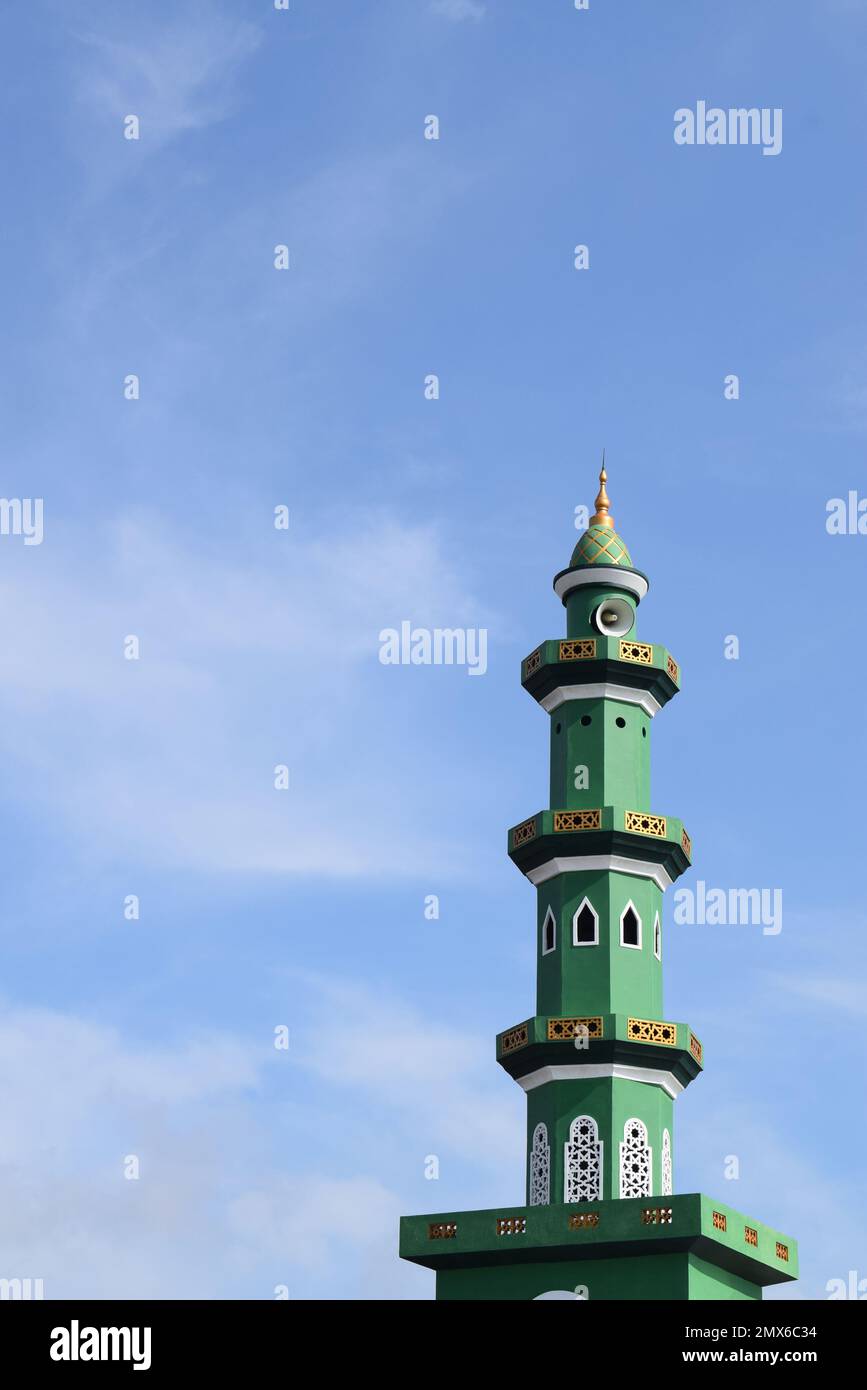 Muslim Mosque. Domes and towers. with a blue sky background, Indonesian ...
