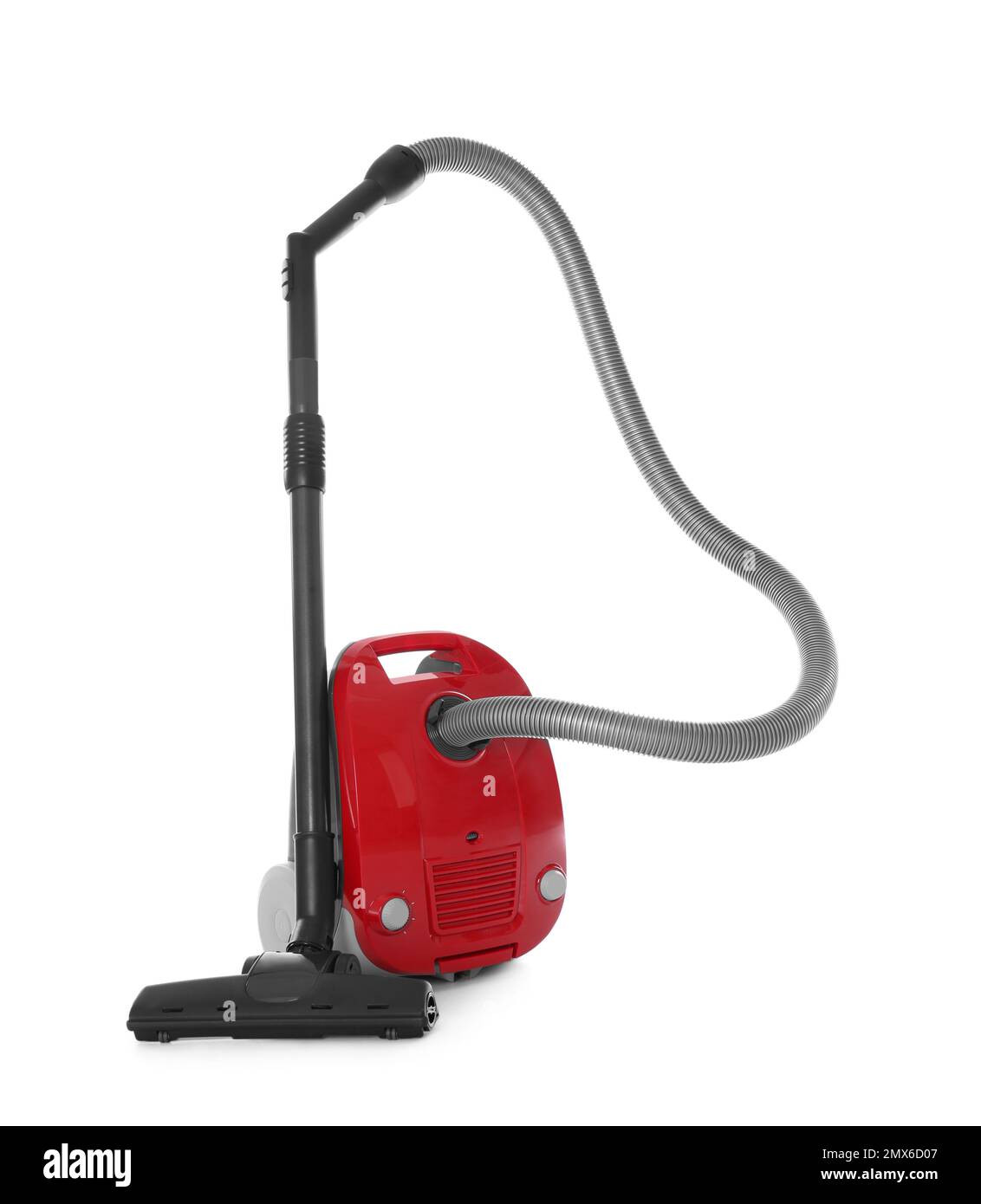 Modern red vacuum cleaner isolated on white Stock Photo - Alamy