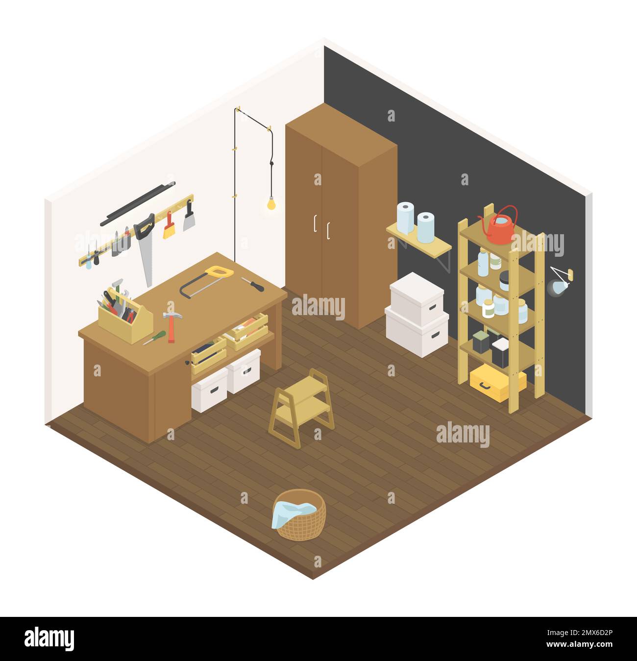 Carpentry workshop - modern vector colorful isometric illustration ...
