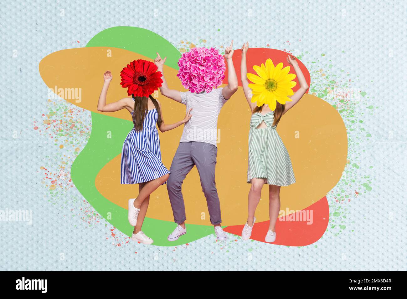 Creative bright template collage of crazy funky youth group people with ...