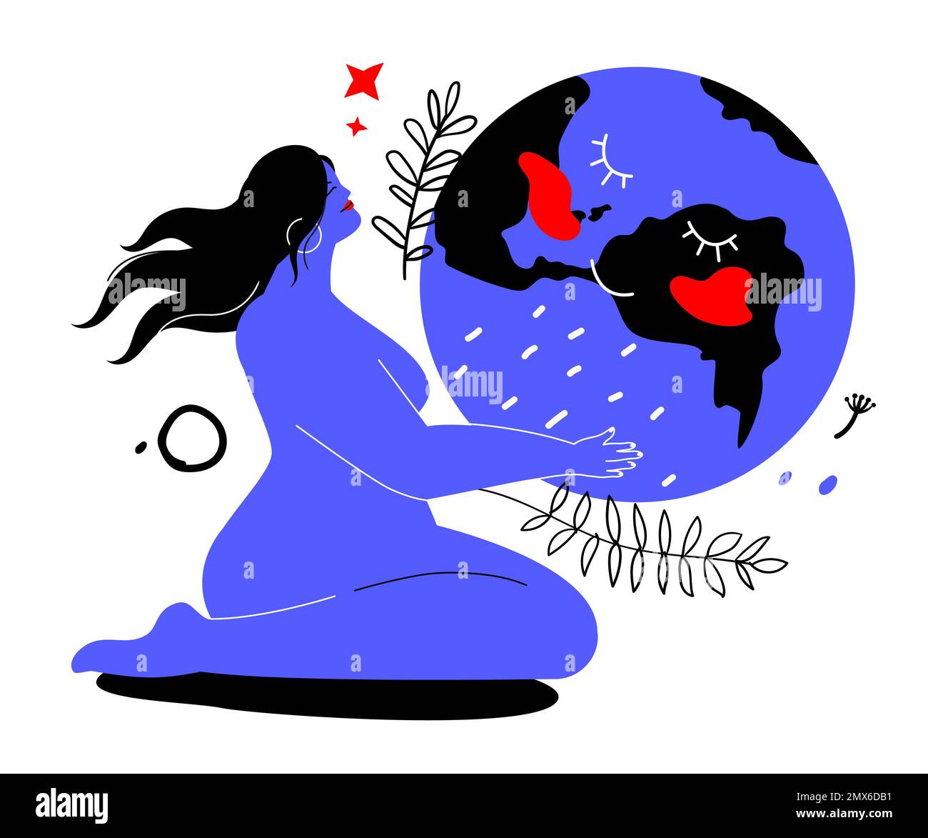 Caring mother nature - colorful flat design style illustration Stock ...