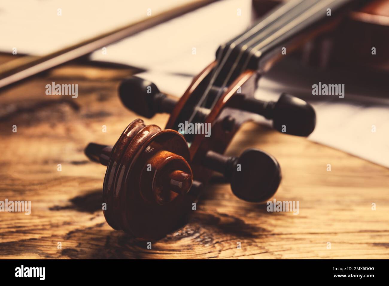 Beautiful classic violin, closeup view. Musical instrument Stock Photo ...