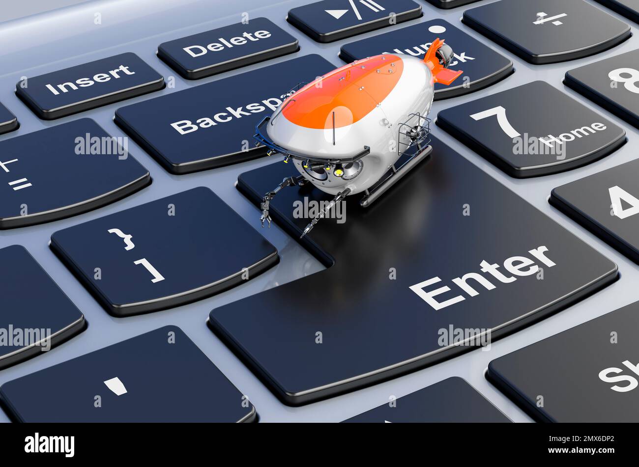 Bathyscaphe on laptop keyboard, 3D rendering Stock Photo - Alamy