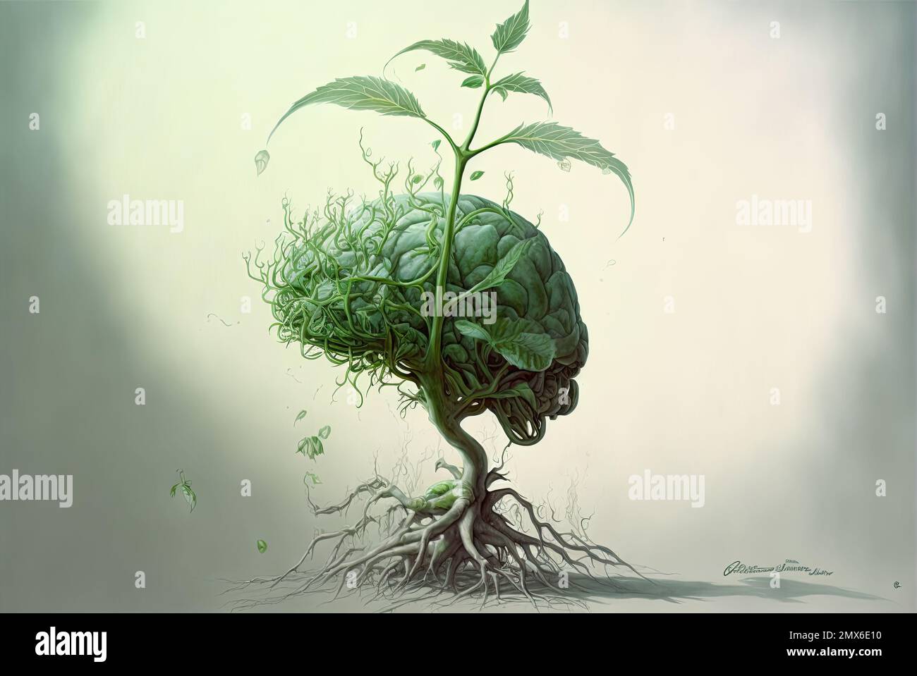 Green sprout brain illustration hi-res stock photography and images - Alamy